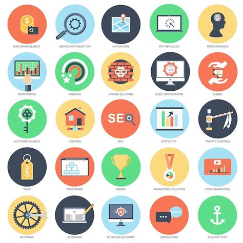 Premium Vector Flat Conceptual Icon Set Of Seo Tools