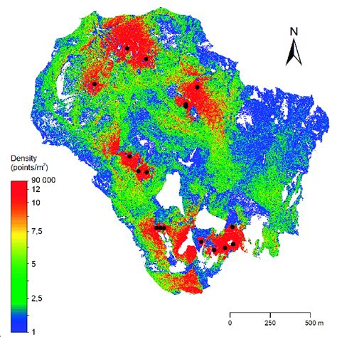 The Point Density Of Merged Tls Point Clouds Acquired In September And Download Scientific