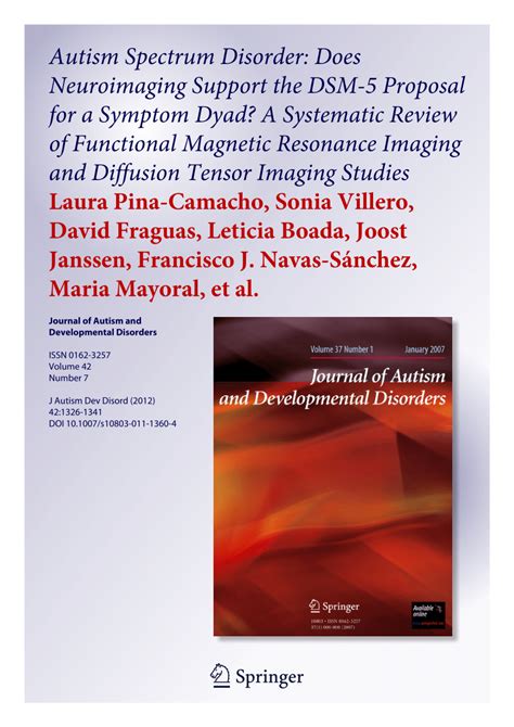 Pdf Autism Spectrum Disorder Does Neuroimaging Support The Dsm 5 Proposal For A Symptom Dyad