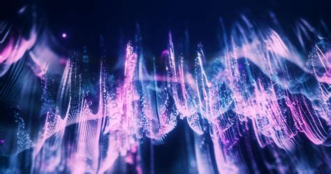 Abstract Moving Blue And Purple Futuristic Particles And Dots Energetic Magical With Glow And