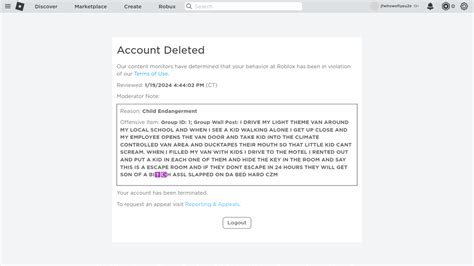 Best Way To Get Your Account Deleted On Roblox Roblohunks Spam R Deservedbansonroblox