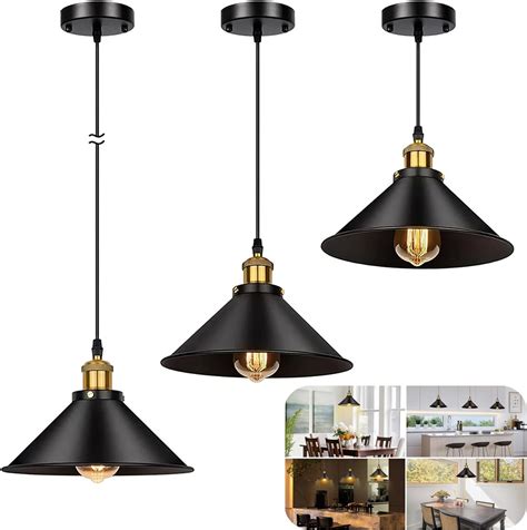 3 Unidades Luz Colgante Industrial Vintage Lámpara Colgante De Techo Con Base De Bombilla E26