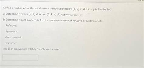 Solved Define A Relation R On The Set Of Natural Numbers Chegg Com