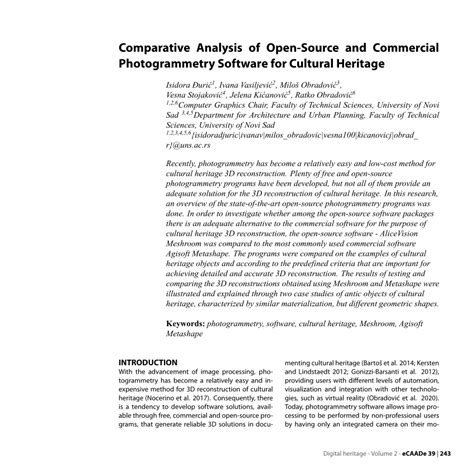 Pdf Comparative Analysis Of Open Source And Commercial Photogrammetry Software For Cultural