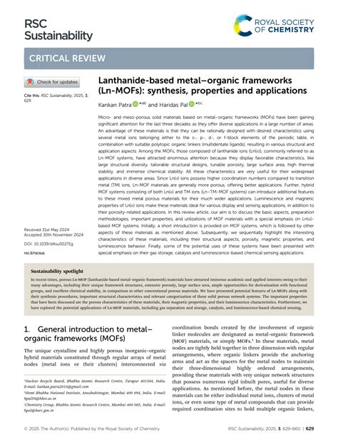Pdf Lanthanide Based Metalorganic Frameworks Ln Mofs Synthesis Properties And Applications