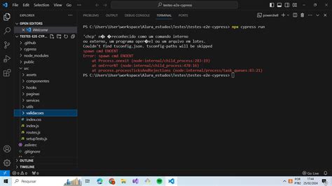 Dúvida Mesagem de erro apos npx cypress run React escreva testes end to end com Cypress
