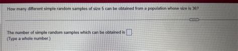 solved how many different simple random samples of size 5