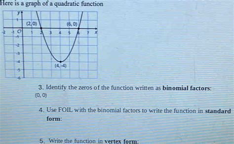 Here Is A Graph Of A Quadratic Function 2 3 Identify The Zeros Of The