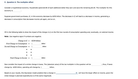 Solved 9 Question 6 The Multiplier Effect Consider A