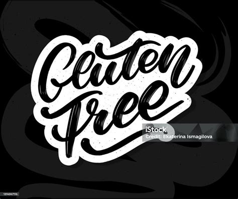 글루텐 프리 라벨 손으로 그린 브러시 레터링 로고 건강한 식품 상점과 시장을위한 배지 템플릿 0명에 대한 스톡 벡터 아트 및 기타 이미지 Istock