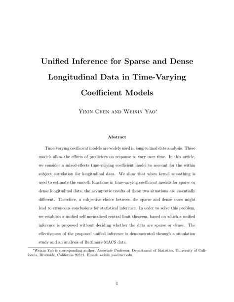 Pdf Unified Inference For Sparse And Dense Longitudinal Data In Time