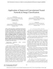 Application Of Improved Convolutional Neural Network In Image Classification Pdf