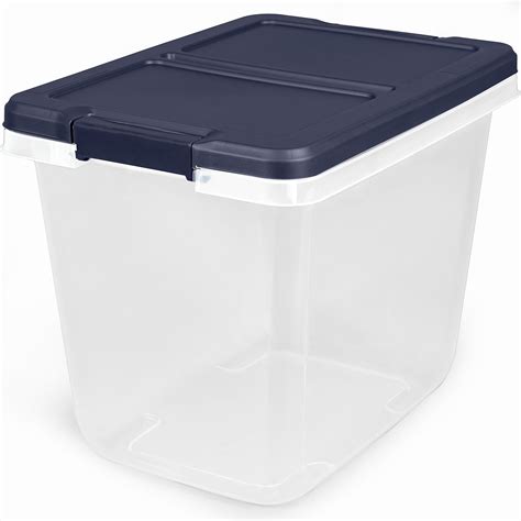 home logic 29 qt latch lid storage tote clear white 6 pack 7102