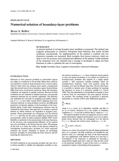 numerical solution of boundary layer problems digital