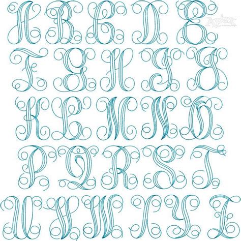 Bold Vine Interlocking Monogram Embroidery Font Embroidery Monogram