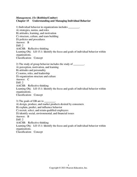 Management Chapter 15 Question Bank - 1 Management, 15e (Robbins/Coulter) Chapter 15 ...