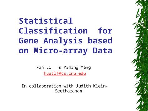 Ppt Statistical Classification For Gene Analysis Based On Micro Array