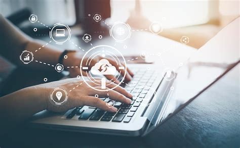 Premium Photo Laptop With Cloud Computing And Icon Online Storage Concept Cloud Computing