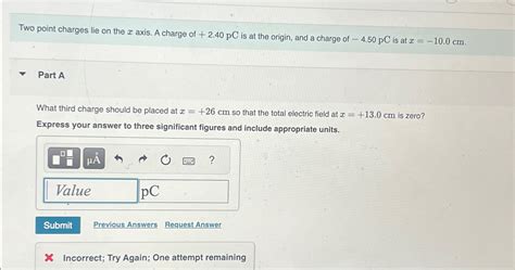 Solved Two Point Charges Lie On The X Axis A Charge Of Chegg