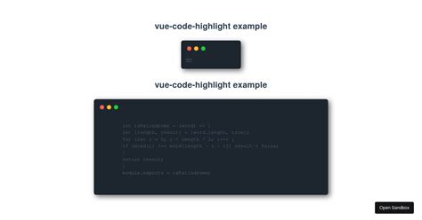 Vue Code Highlight Example Forked Codesandbox