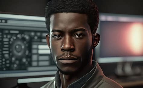 Premium Photo An Black Man Computer Engineer Programmer Sits At A