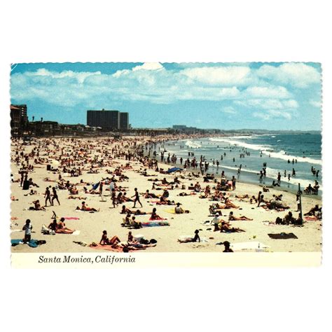 Vintage Santa Monica California Beach Postcard Vacation People