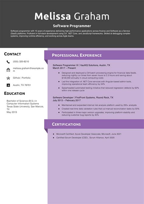 20 Best Programmer Resume Examples And Templates For 2025