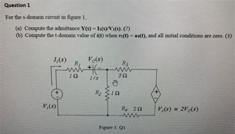 solved for the s domain circuit in figure 1 a compute