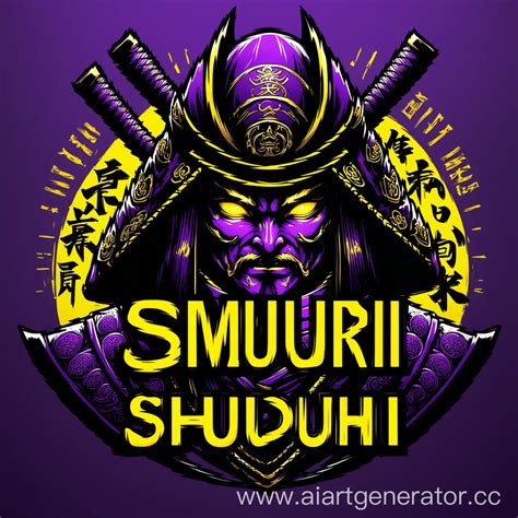 Dark Purple Samurai With Bright Yellow Eyes Shudji Logotype Design Ai