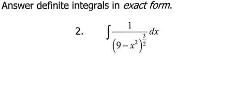 solved answer definite integrals in exact