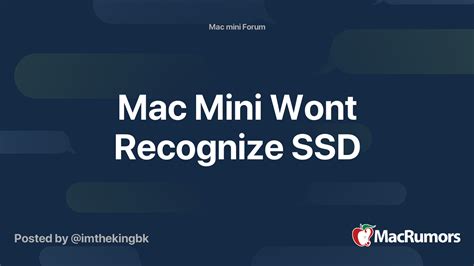 Mac Mini Wont Recognize Ssd Macrumors Forums