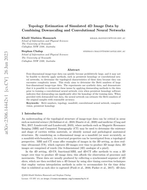 Pdf Topology Estimation Of Simulated 4d Image Data By Combining