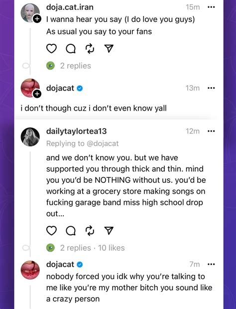 Doja Cat Asked If She Loves Her Fans “i Dont Though Cuz I Dont Even