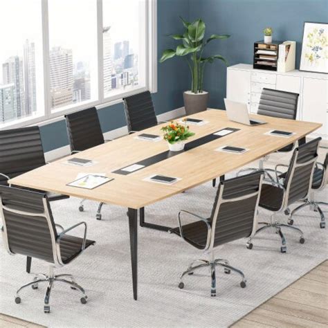 Tribesigns 6 Ft 8 Ft Conference Table Modern Boat Shaped Meeting