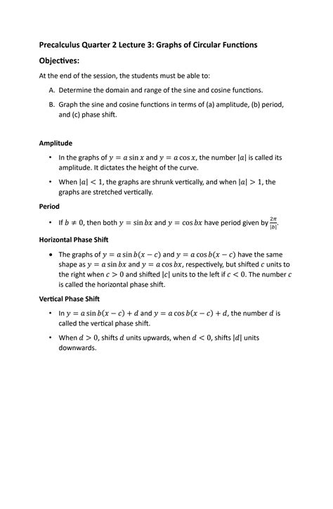 SOLUTION Precalculus Quarter Lecture Problem Set Studypool