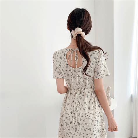 엘핀 백리본 플라워 플레어 롱원피스 반팔 여름 휴양지 휴가 바캉스 꽃무늬 리본 20대 데이트 데일리 벚꽃 에이블리