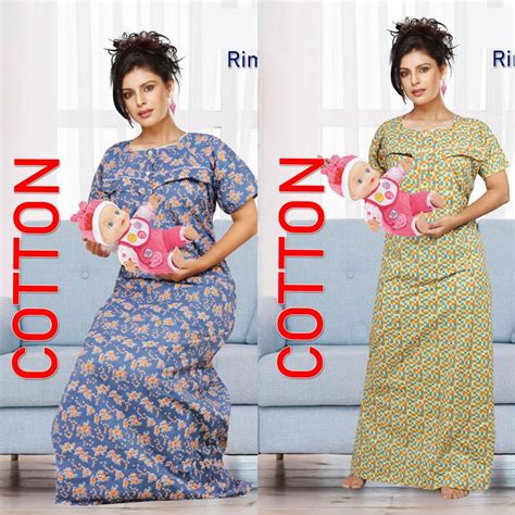 Printed Feeding Womens Cotton Nightwear Pack Of 2 Lingerie Cotton