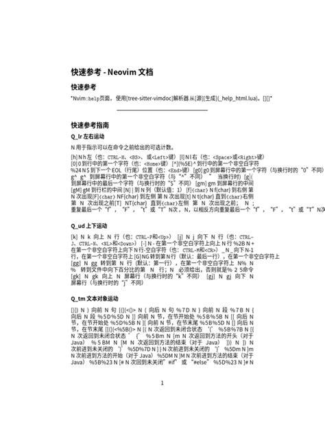 Neovim Docs Quickref Chinese Pdf