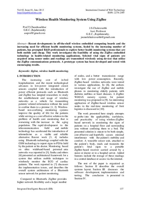 Pdf Wireless Health Monitoring System Using Zigbee