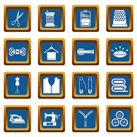 웹 및 모든 디자인에 대 한 Azur 색상 격리 된 벡터 일러스트 레이 션에서 설정 하는 바느질 아이콘 색깔 행어 여자
