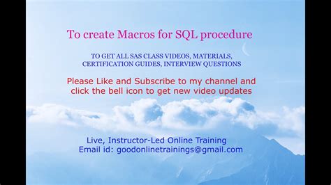 To Create Sas Macro Parameters For Sql Procedure Youtube
