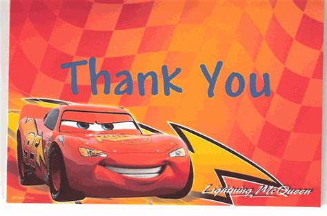 Lightning Mcqueen Thank You Note Disney Cars Party Disney Cars