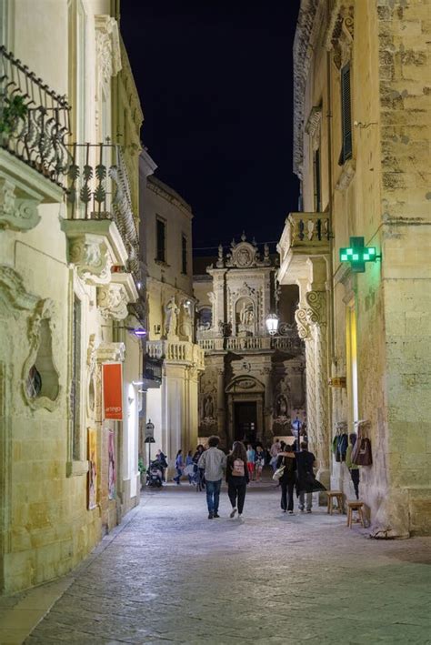 Lecce Street By Night Southern Italy Editorial Photography Image Of Apulia Europe 302450062