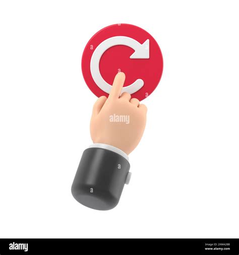 Reboot Concept Restarting Technology Hand To Push Big Red Button 3d