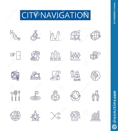 City Navigation Line Icons Signs Set Design Collection Of Map Gps Directions Guide Path