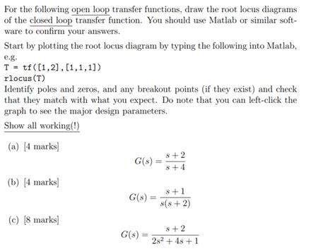 Solved For the following open loop transfer functions, draw | Chegg.com
