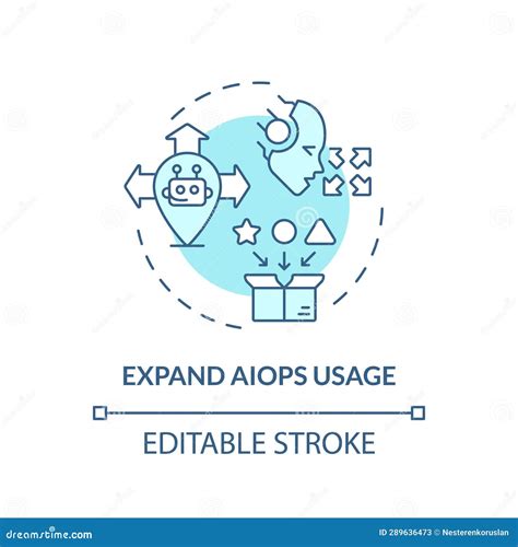 2d Thin Linear Blue Expand Ai Ops Usage Icon Stock Illustration