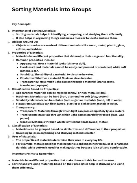 Class 6 Cbse Science Chapter 4 Sorting Materials Into Groups Notes Pdf Glasses Water