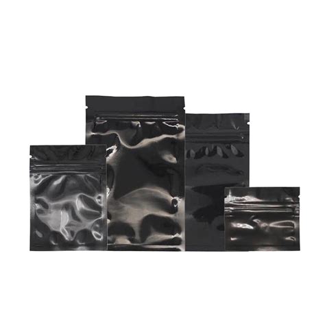 블랙 컬러 지퍼 백 지퍼 잠금 파우치 광택 플라스틱 냄새 방지 파우치 100 Pcs 작은 선물 샘플 1g 35g 파우더 플라워