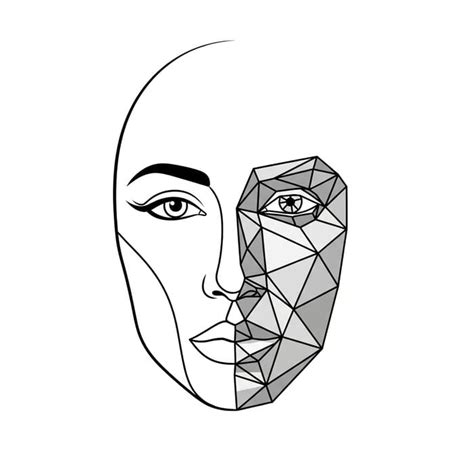 Contrasting Curved And Angular Face Illustration Ai Art Generator Easy Peasyai